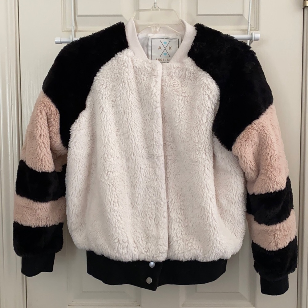 Colorblock Teddy Bear Sherpa Jacket - Gem